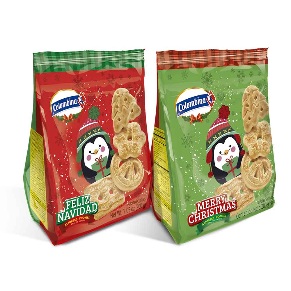 Galletas Navidad Colombina Bolsa Verde o Roja 200Gr 1 Unidad | SuperBooM